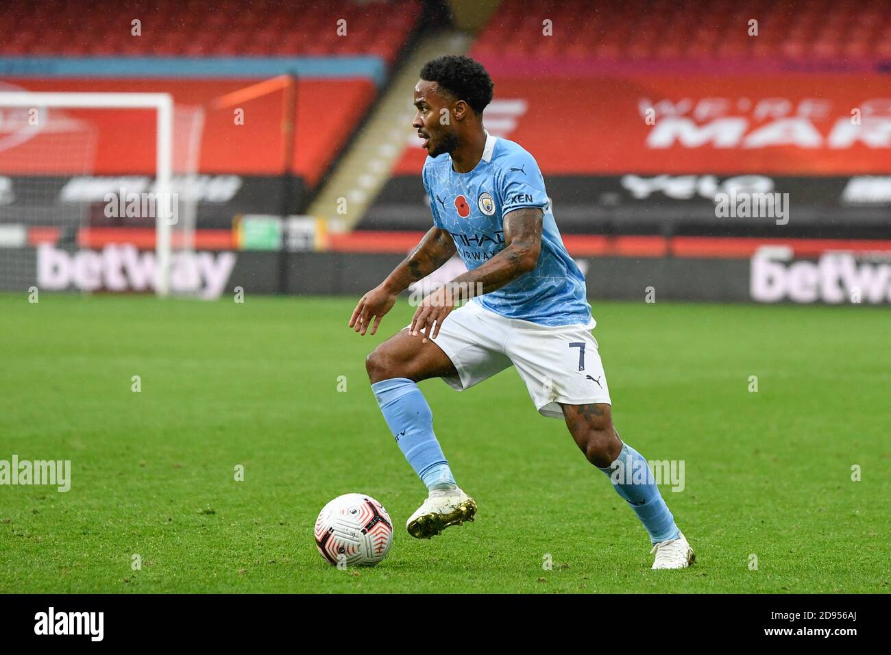 Raheem Sterling (7) of Manchester City controls the ball Stock Photo ...