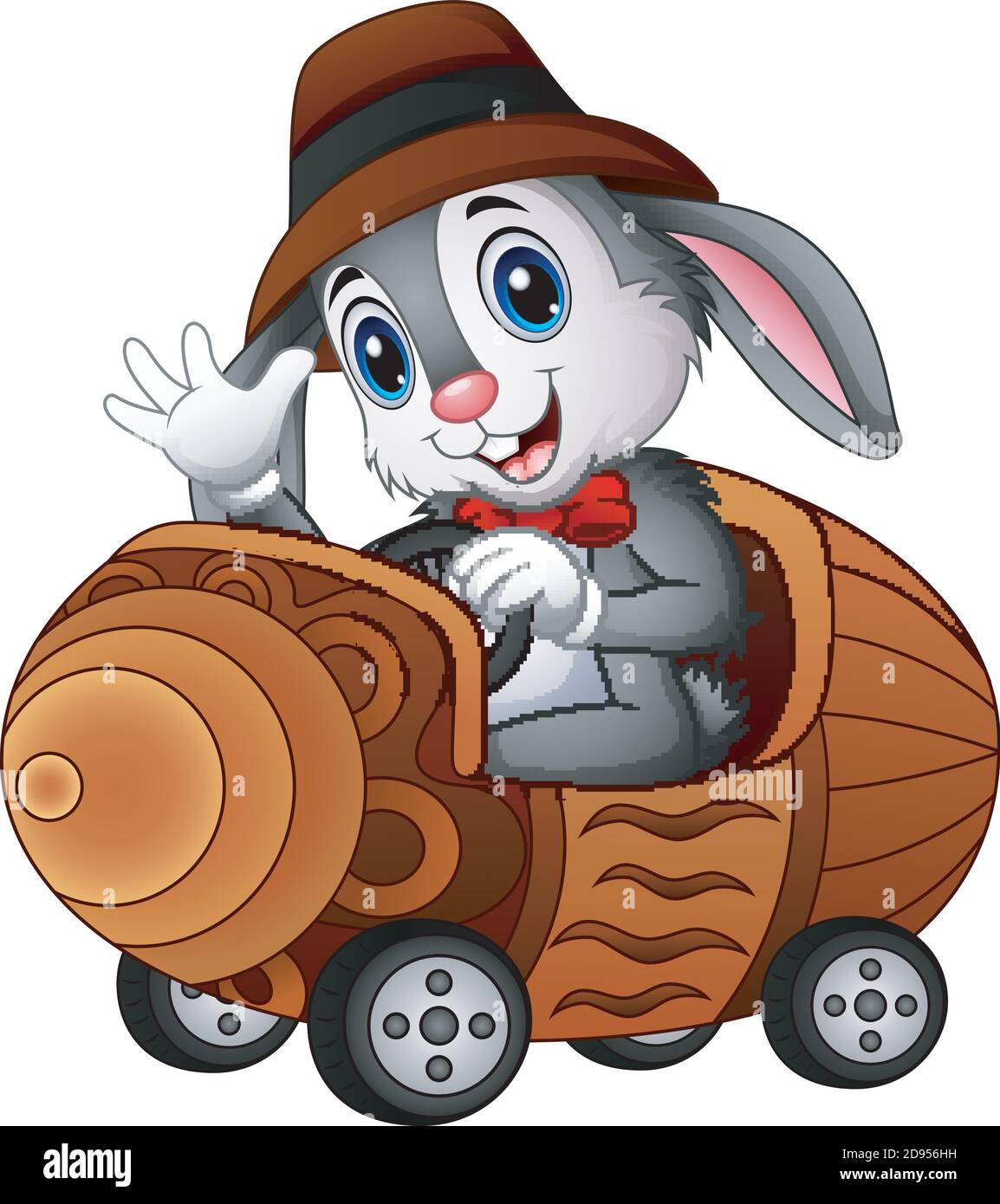 Vector illustration of Cartoon rabbit driving a toy car Stock Vector ...