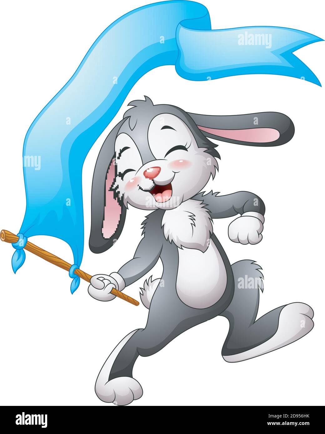 Cartoon rabbit waving flags blue ribbon Stock Vector Image & Art - Alamy