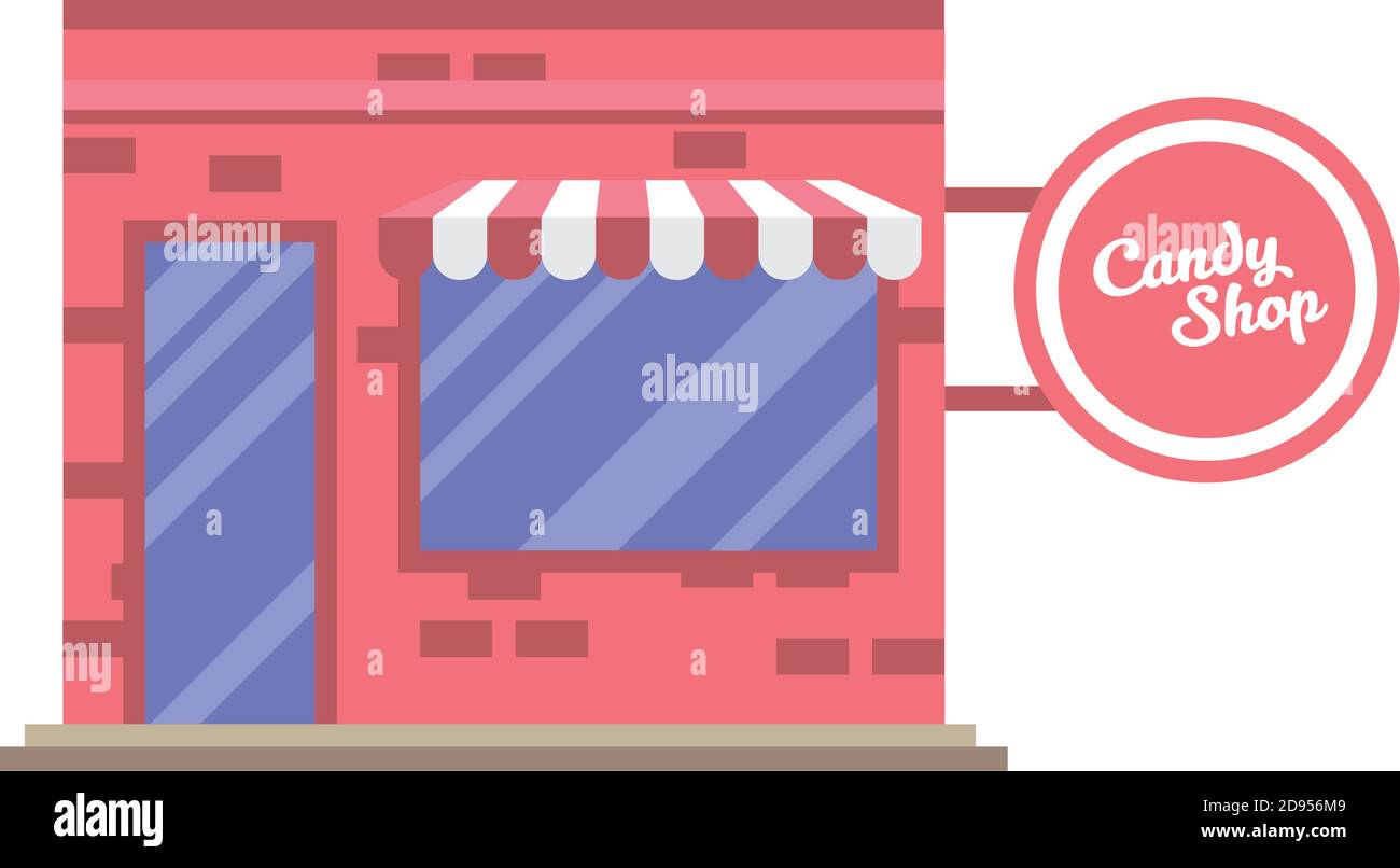 little candy store building facade scene vector illustration design ...