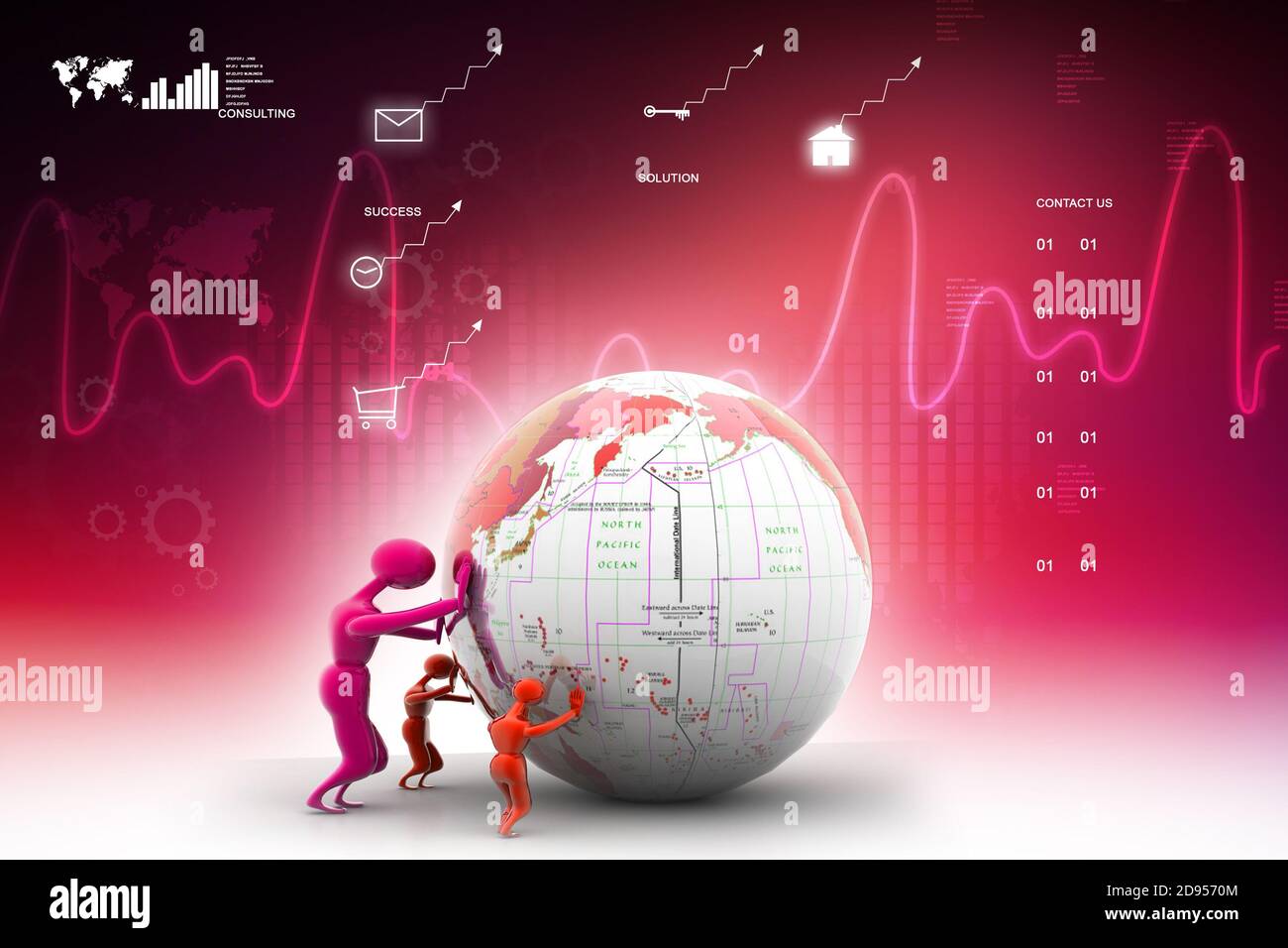 The strong persons push earth. Teamwork Business concept Stock Photo ...