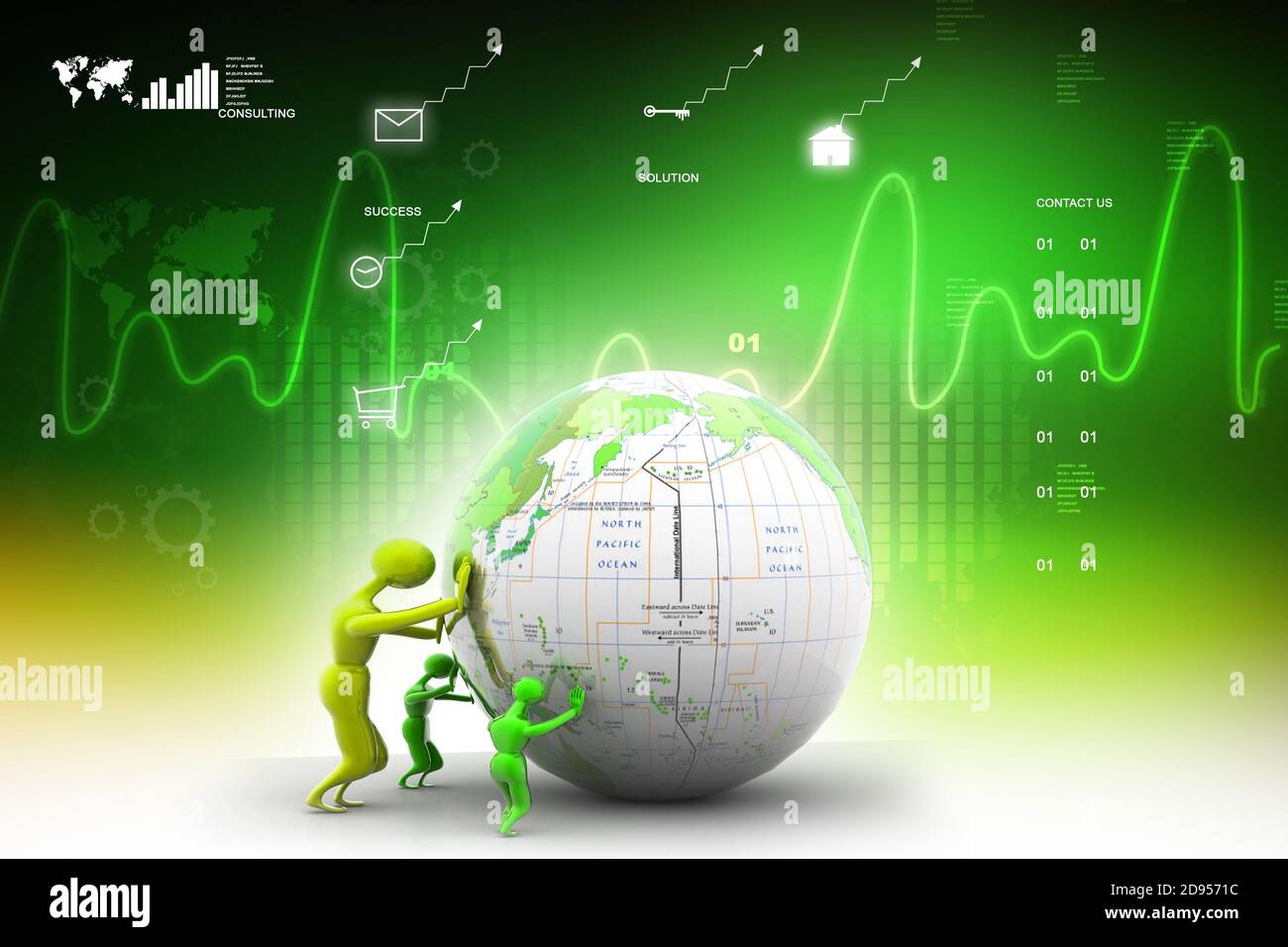 The strong persons push earth. Teamwork Business concept Stock Photo ...