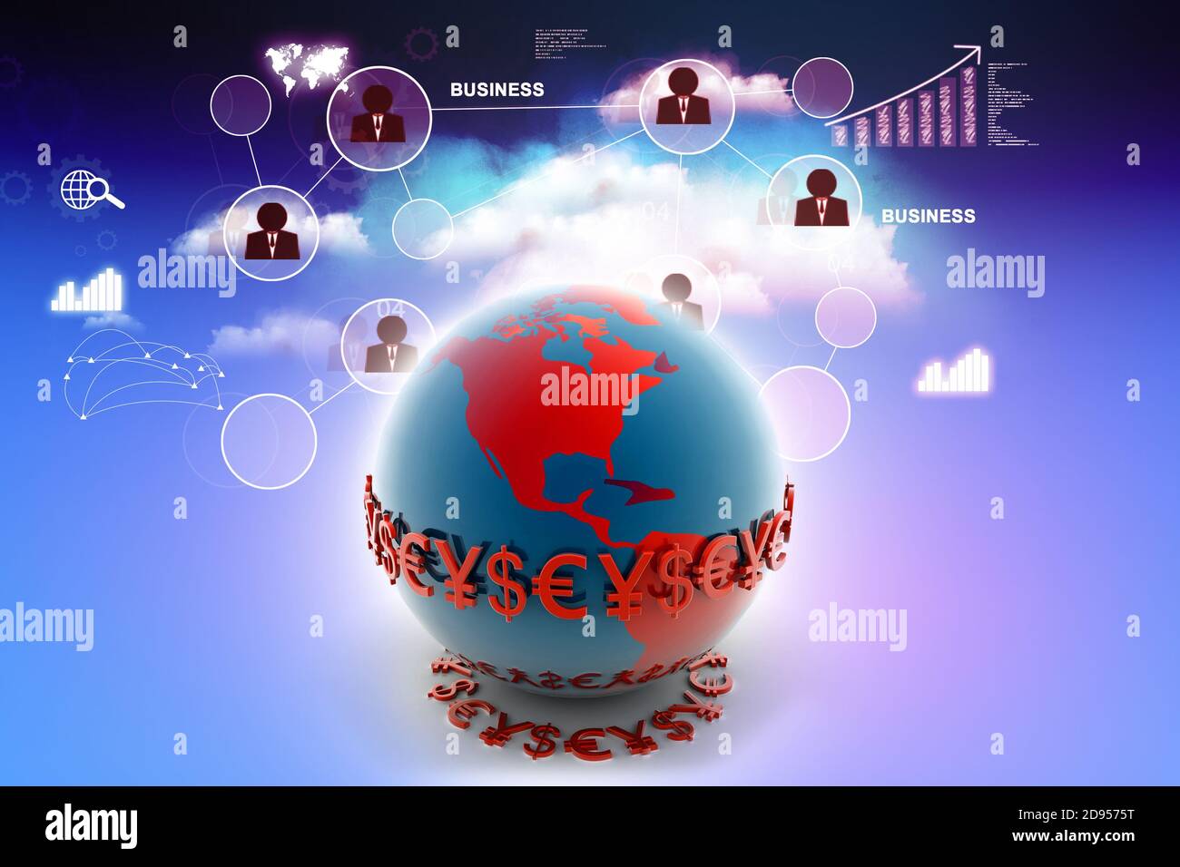 3d illustration of World and currency Stock Photo - Alamy