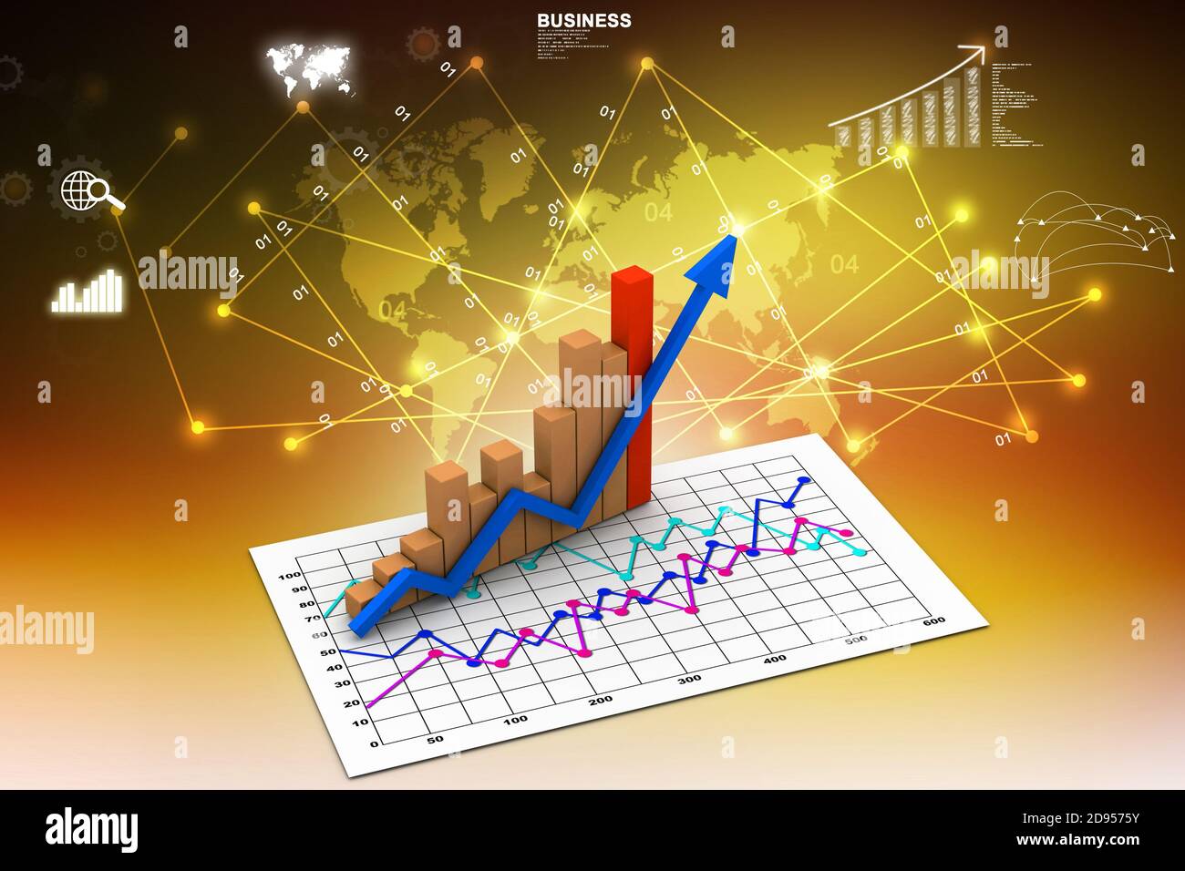 Business graph 3d Stock Photo - Alamy