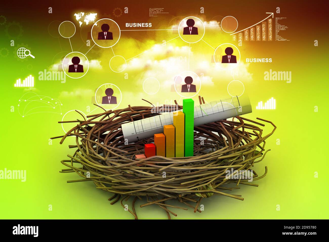 Business chart an graph on nest Stock Photo - Alamy