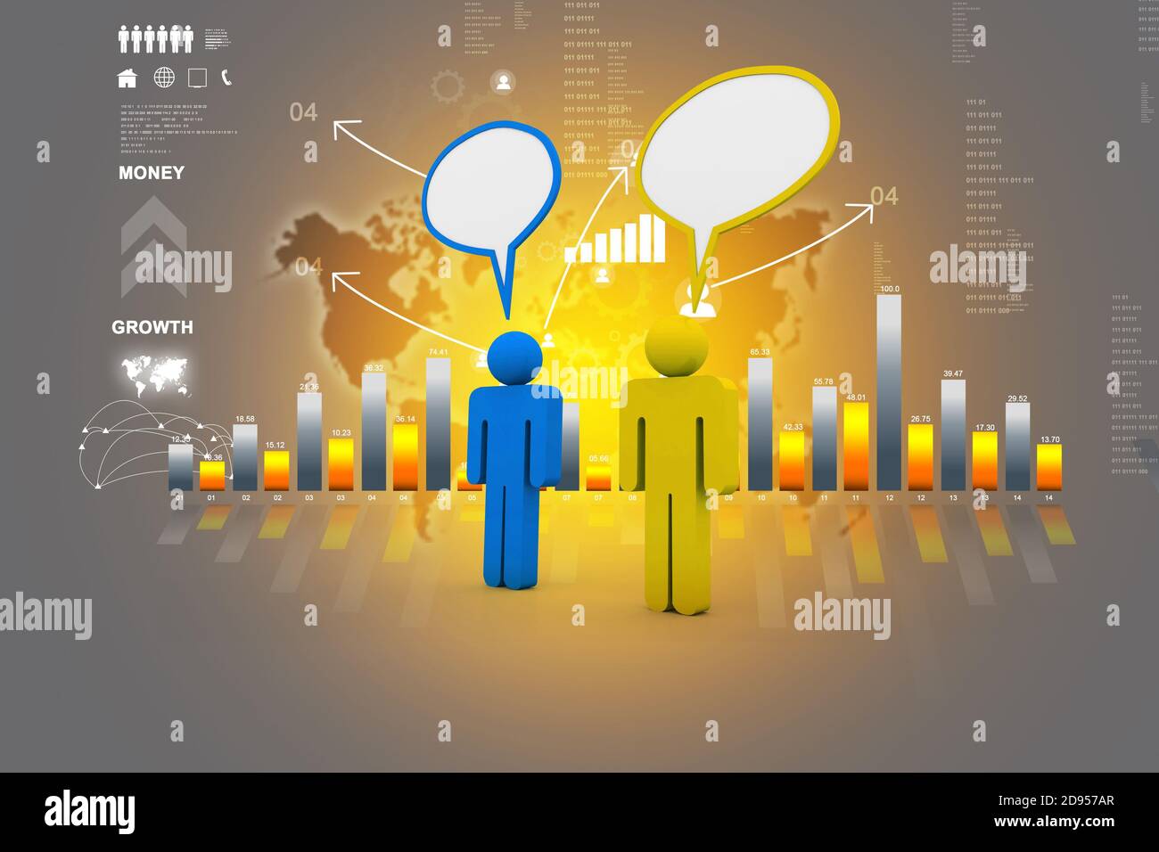 Two people talk in speech bubbles Stock Photo - Alamy