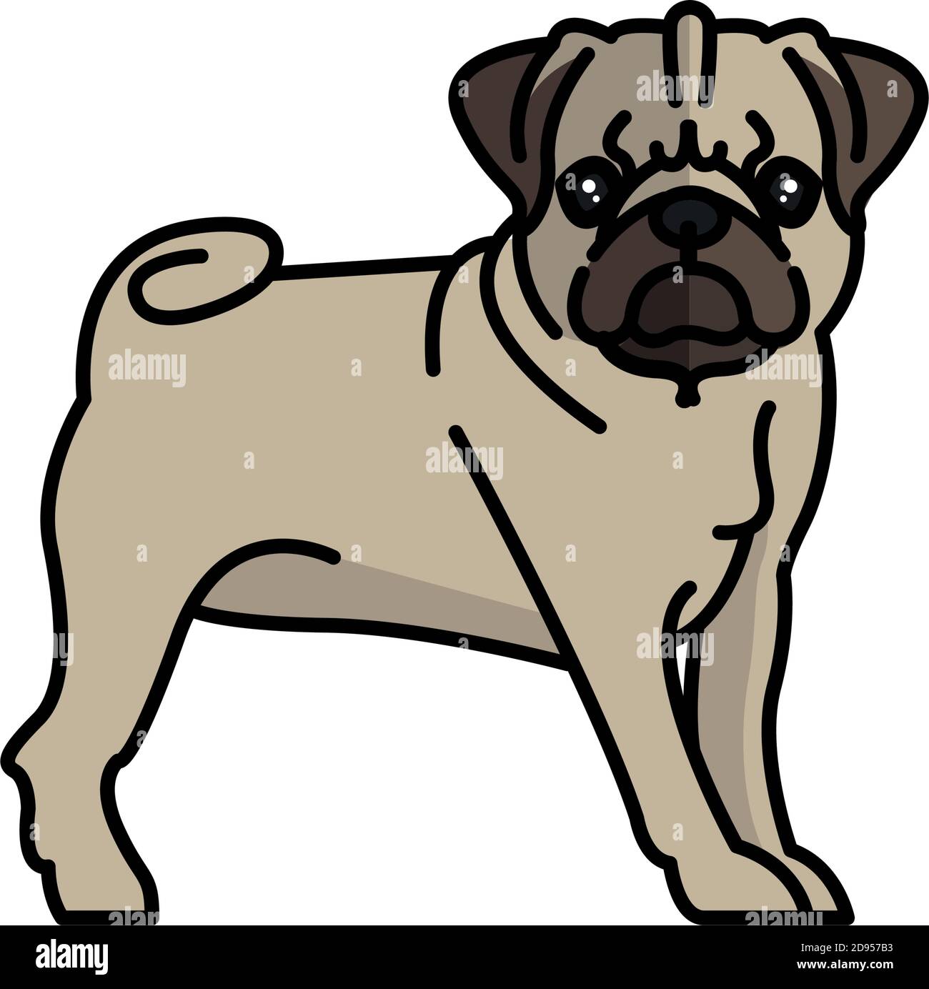 pug dog pet mascot breed character vector illustration design Stock ...