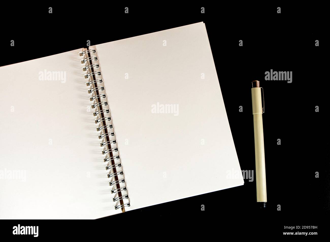 Blank page white paper of Note Book and Pen Stock Photo - Alamy