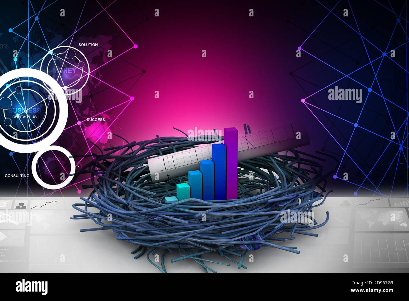 Business chart an graph on nest Stock Photo - Alamy