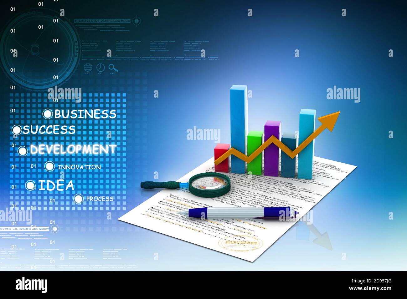 Business graph with report Stock Photo - Alamy