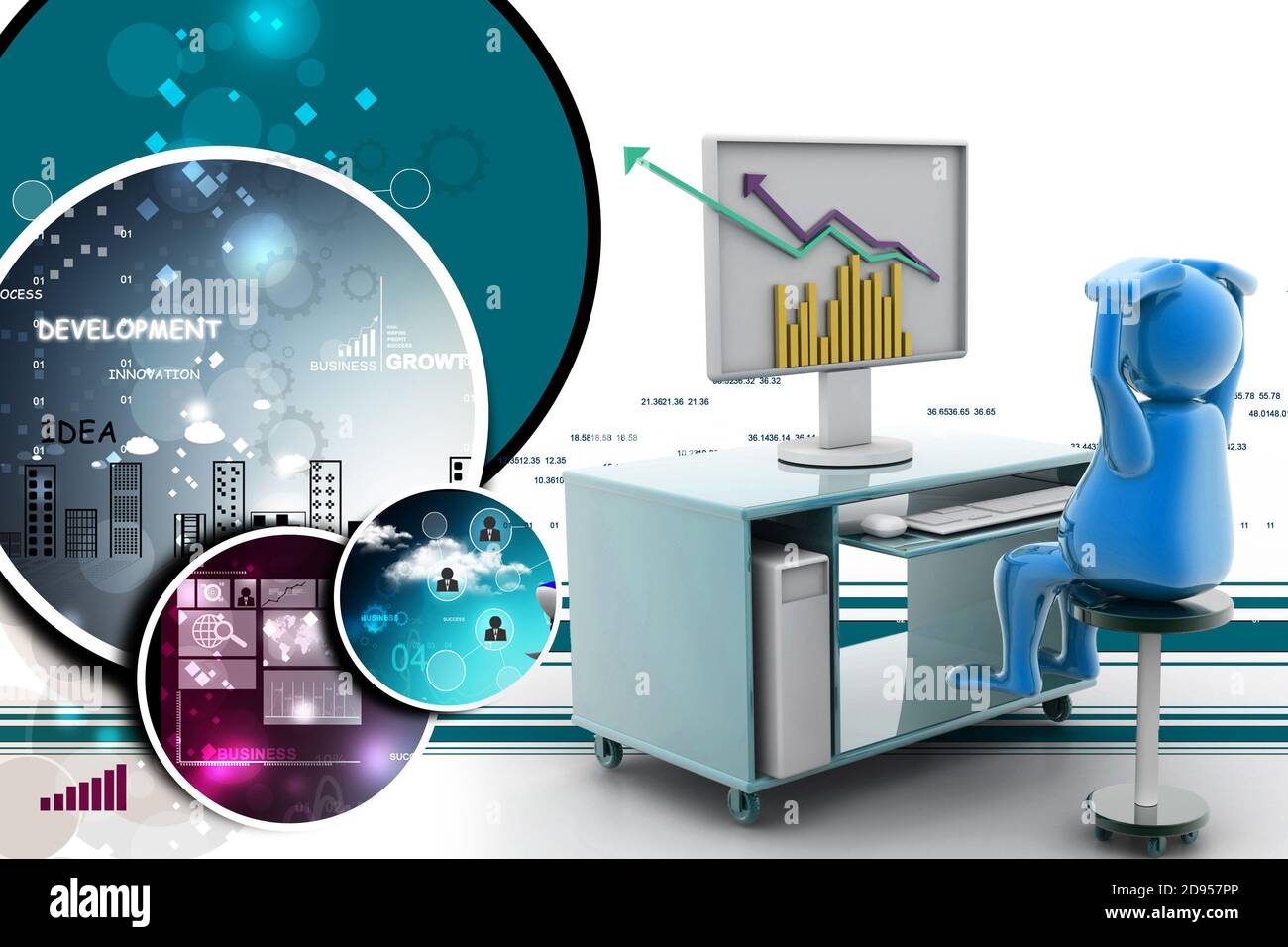 Business graph on the monitor. New business growth concept Stock Photo ...