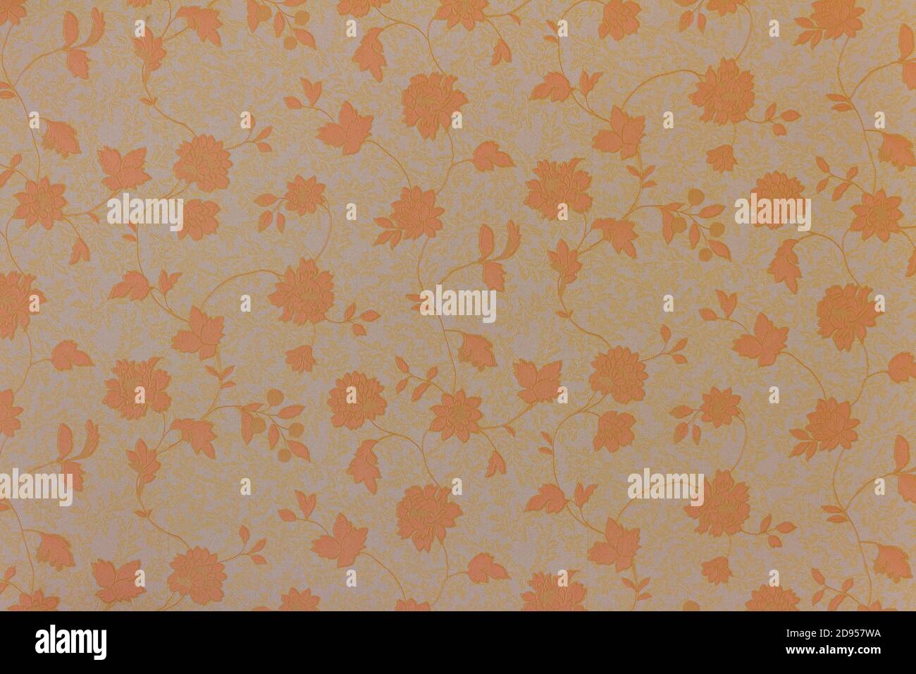 retro floral wallpaper in brown design Stock Photo - Alamy