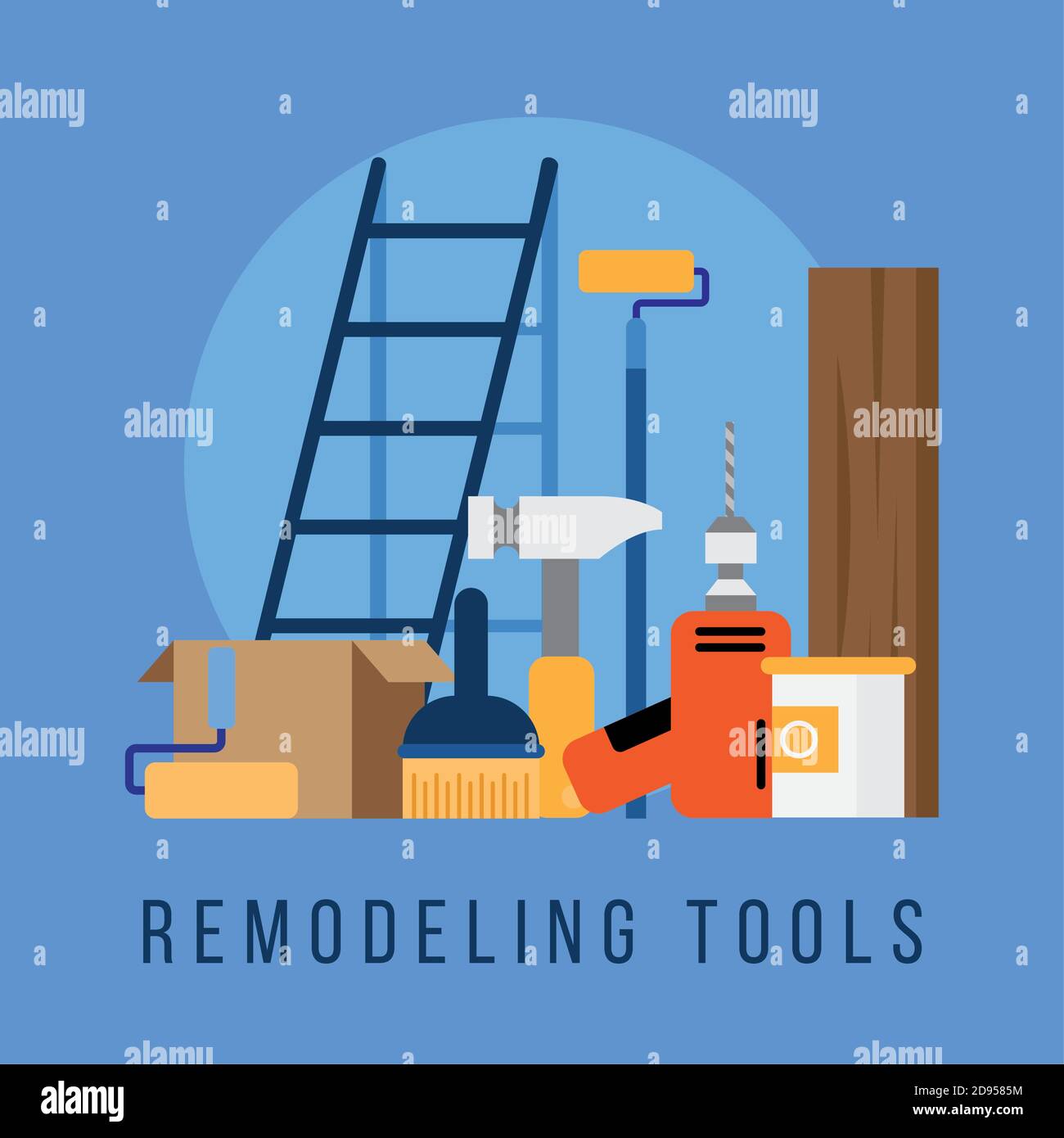 set of remodeling tools with lettering vector illustration design Stock ...