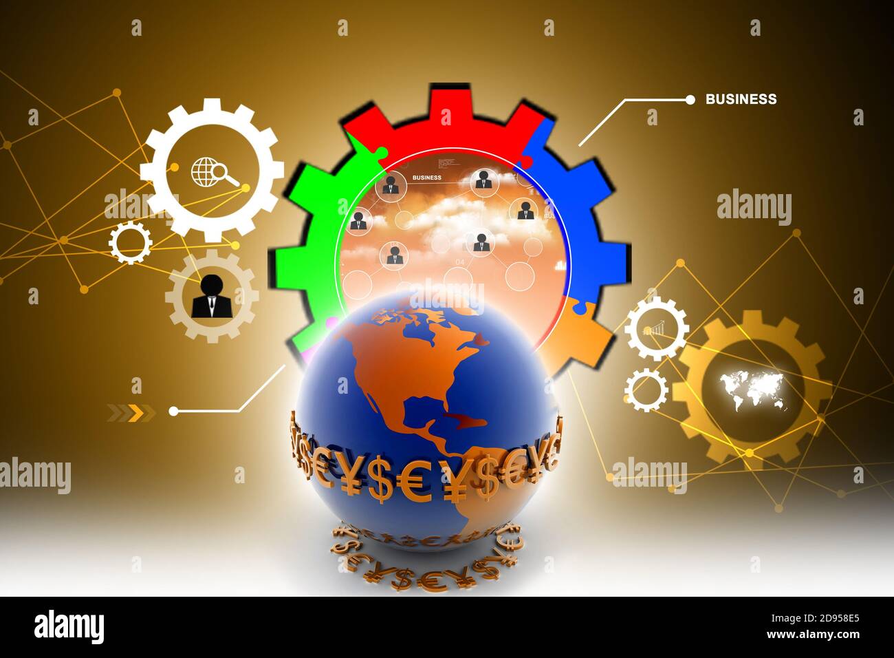 3d illustration of World and currency Stock Photo - Alamy