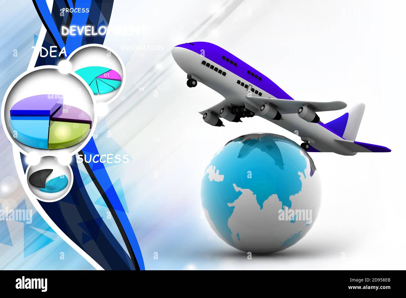 3d Air line over globe Stock Photo - Alamy