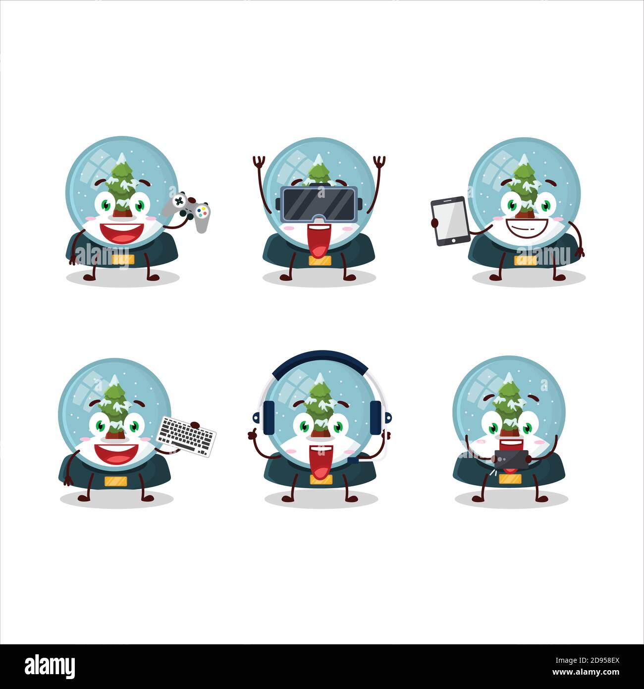 Snowball with tree cartoon character are playing games with various ...