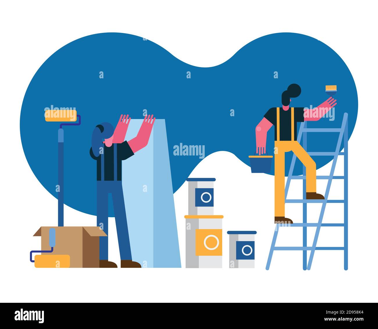 Stairs installation Stock Vector Images - Alamy