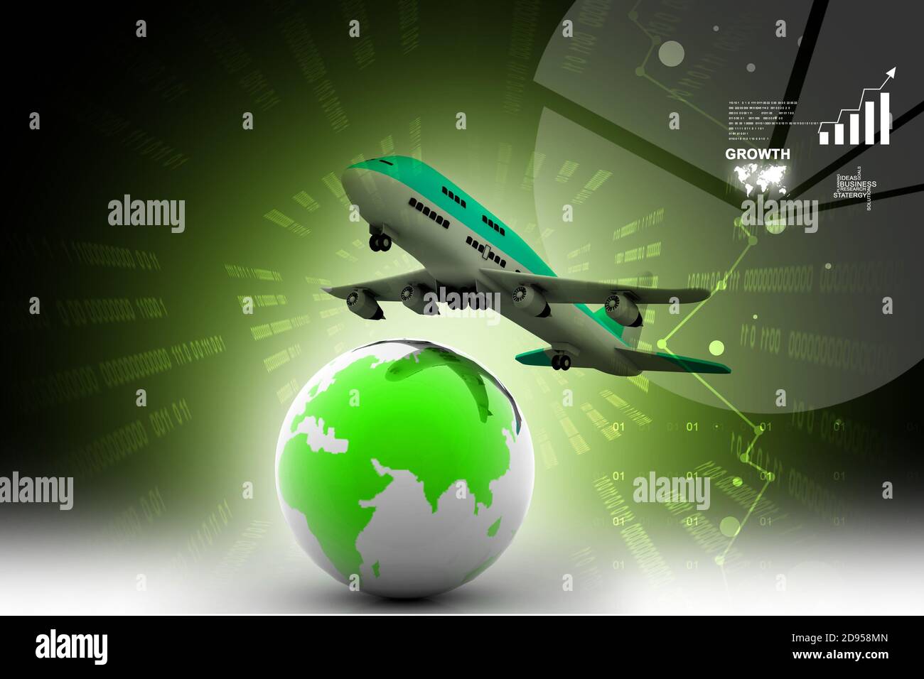 3d Air line over globe Stock Photo - Alamy