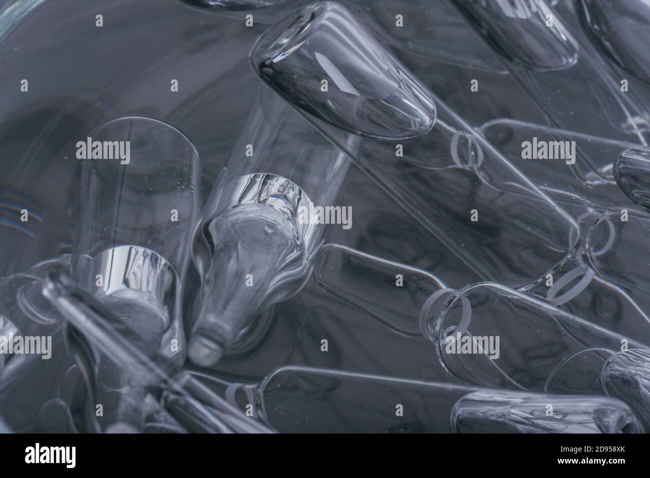 Glass medical ampoule vial for injection. Medicine is liquid sodium ...