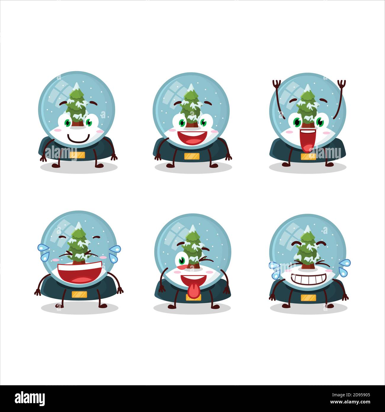 Cartoon character of snowball with tree with smile expression Stock ...