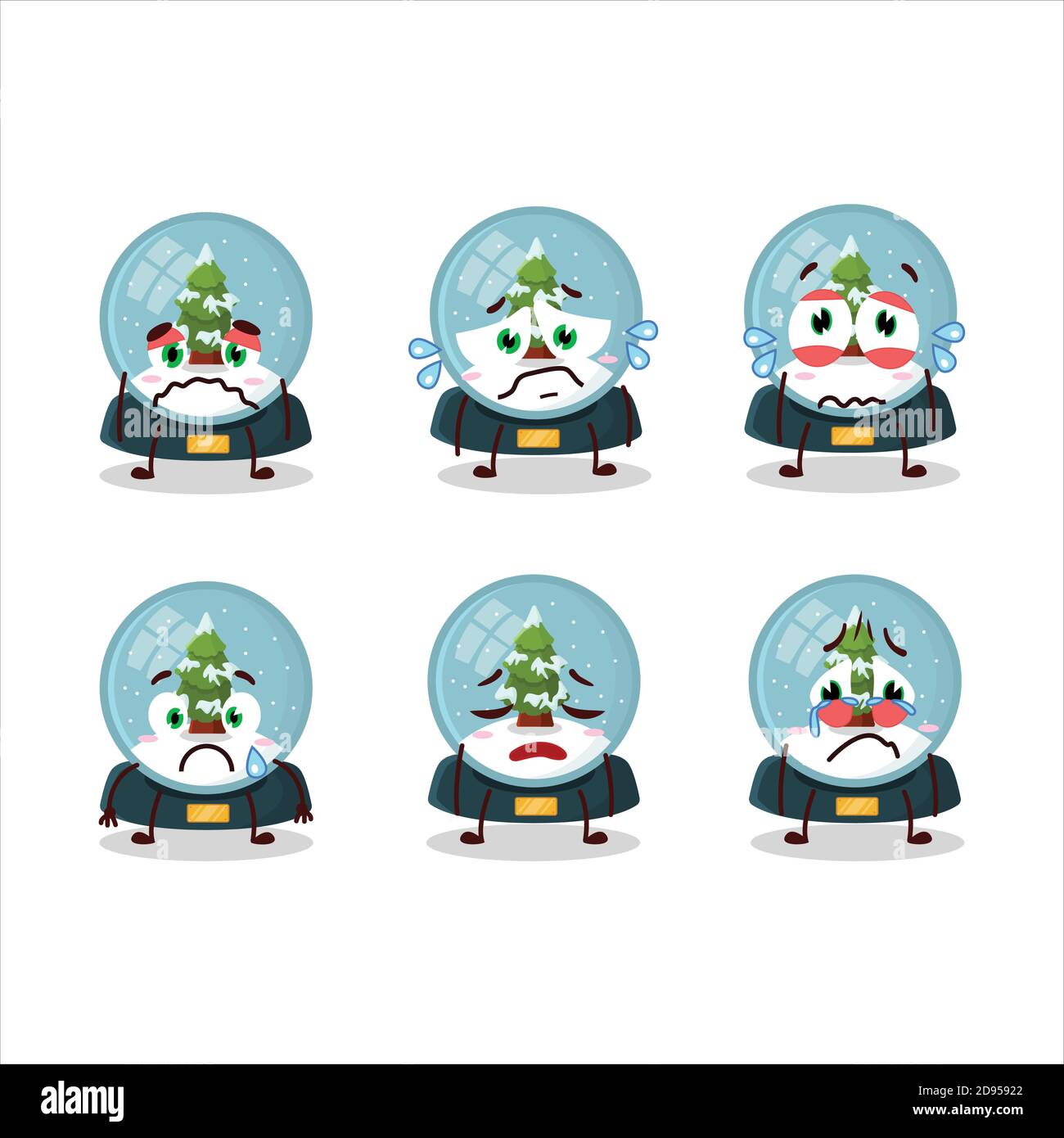 Snowball with tree cartoon character with sad expression Stock Vector ...