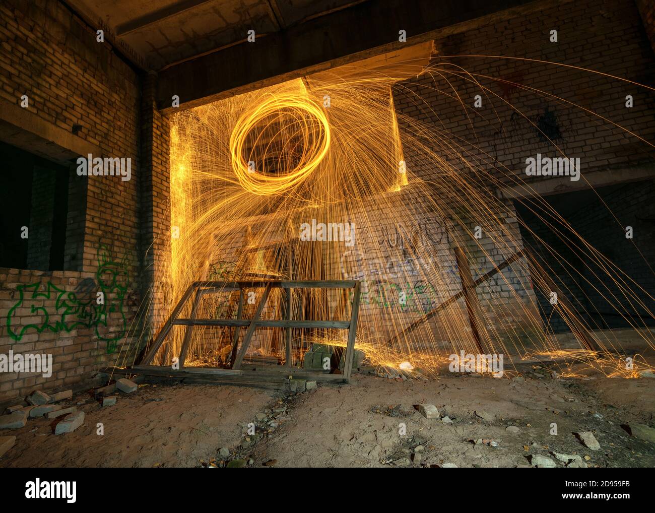 Picture playing fireworks, turning the line into a wave shape, sparks ...
