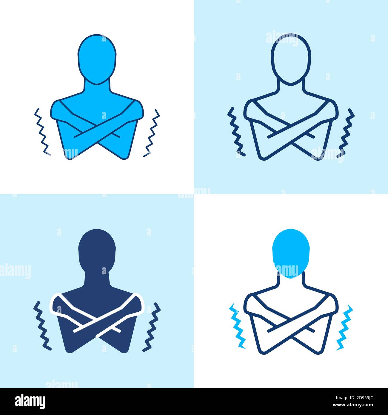 Chills symptom icon set in line style Stock Vector Image & Art - Alamy