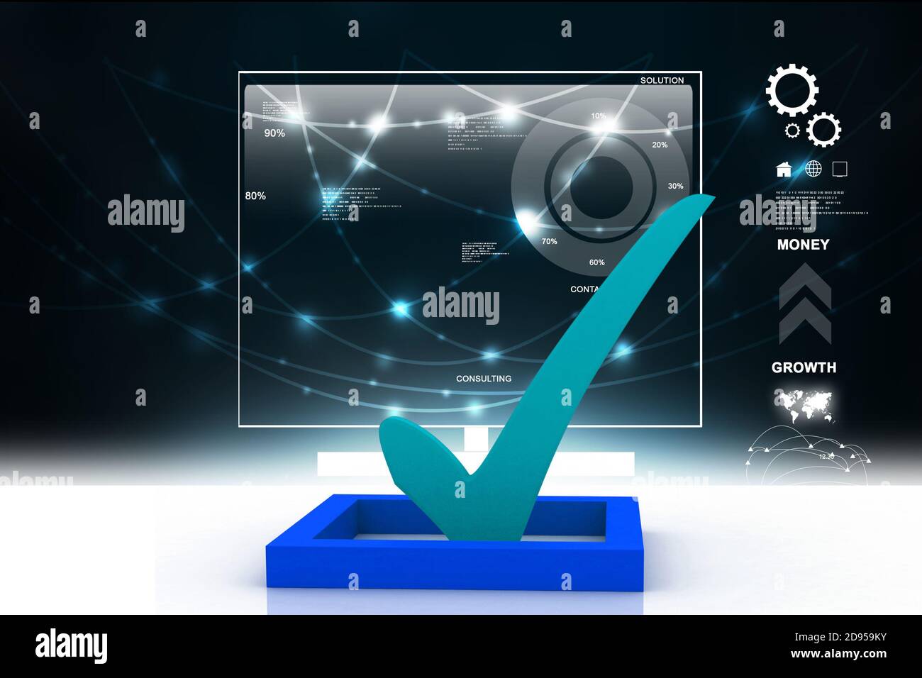 3d multi use check box with check Stock Photo - Alamy
