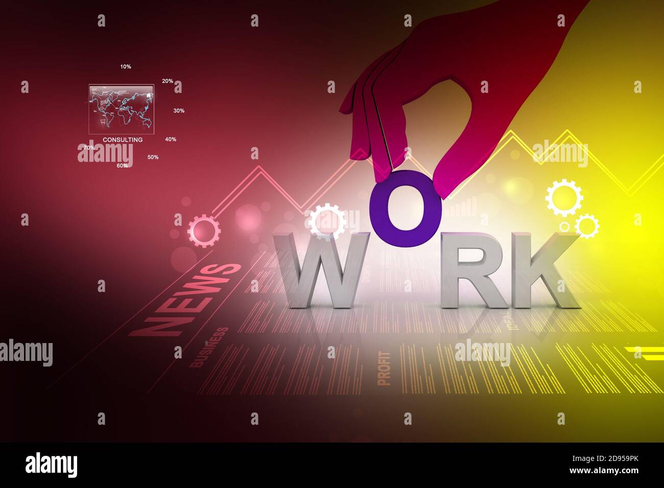 3d multi use work and hand Stock Photo - Alamy