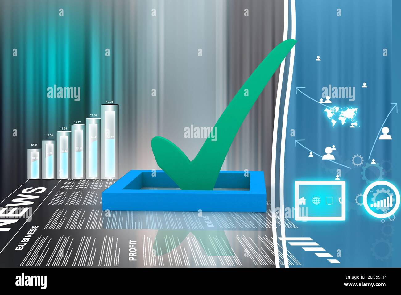 3d multi use check box with check Stock Photo - Alamy