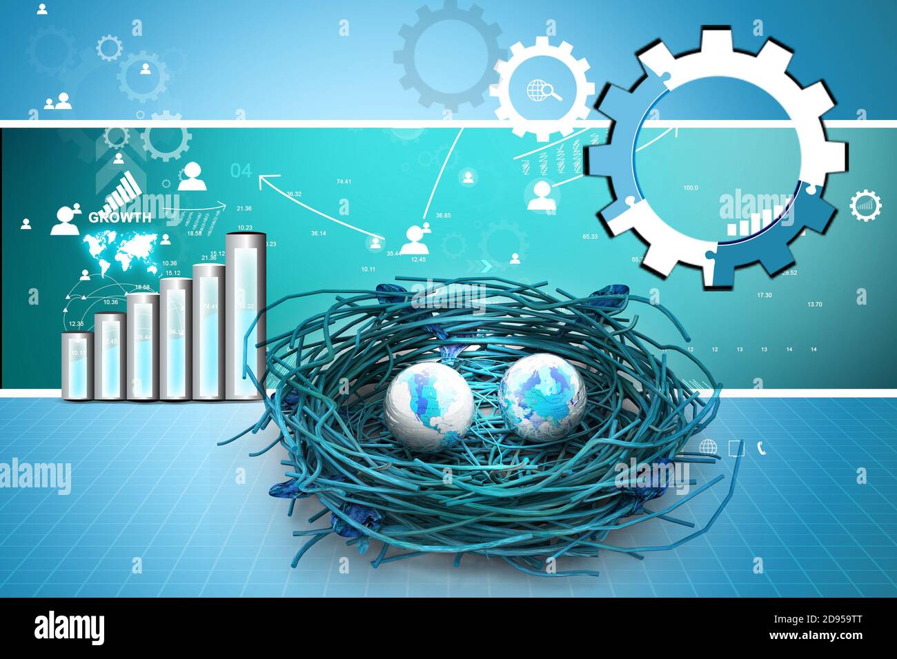 Two earths in being protected in a nest. Conceptual design Stock Photo ...