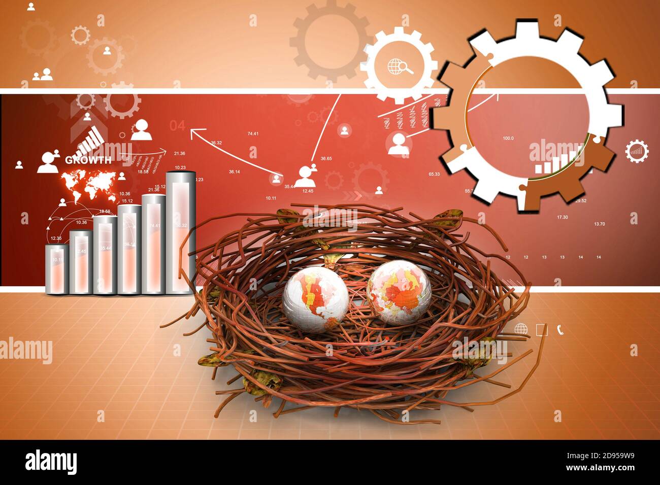 Two earths in being protected in a nest. Conceptual design Stock Photo ...