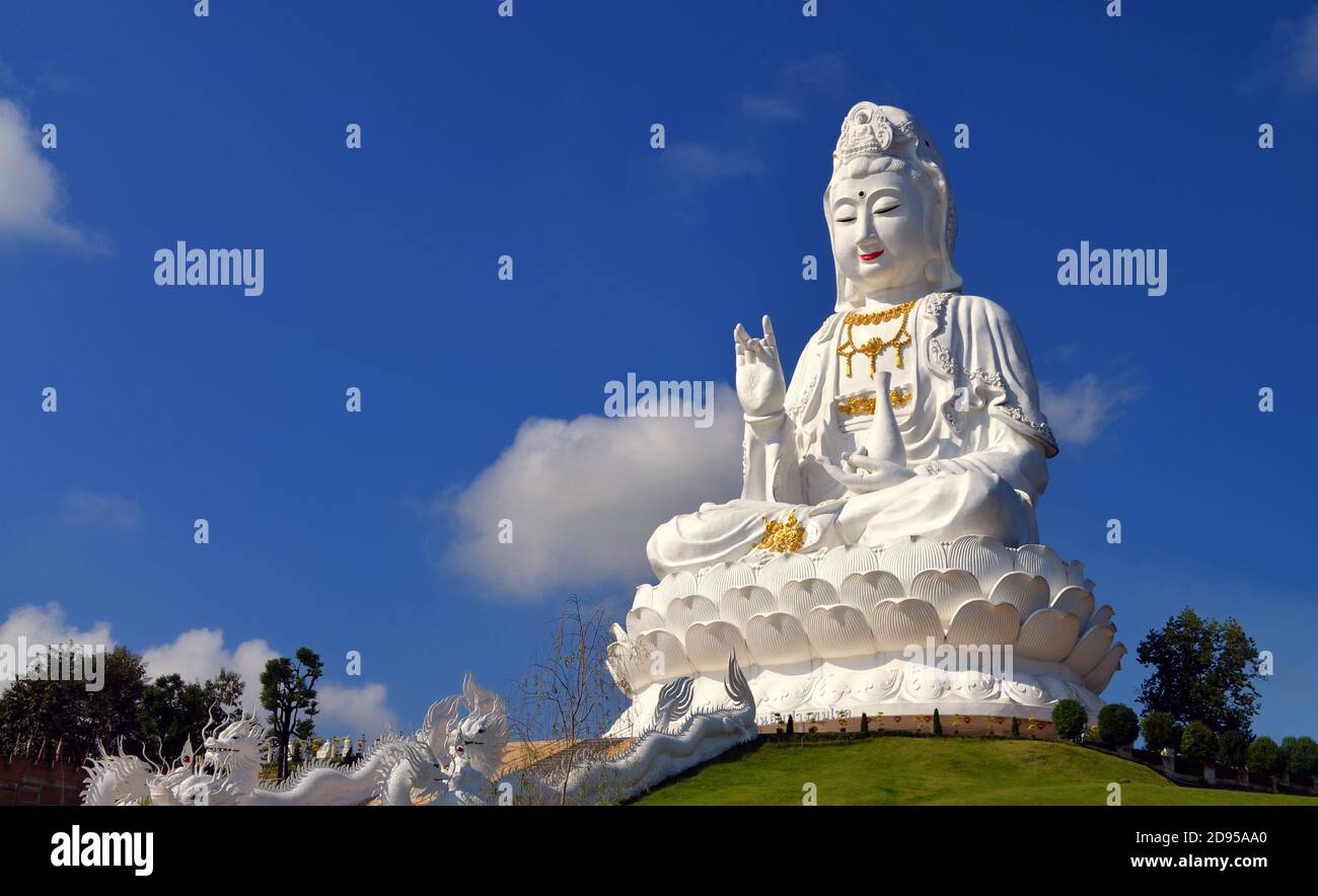 Chiang Rai, Thailand - Wat Huai Pla Kang, Guan Yin Statue Stock Photo ...