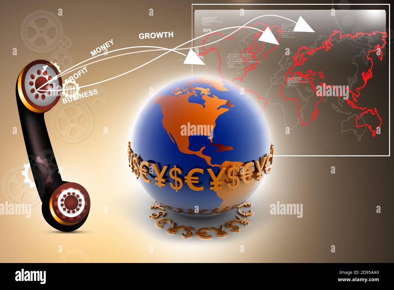 3d illustration of World and currency Stock Photo - Alamy