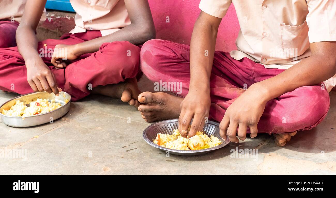 PUDUCHERRY, TAMIL NADU, INDIA - DECEMBER Circa, 2018. Unidentified poor ...