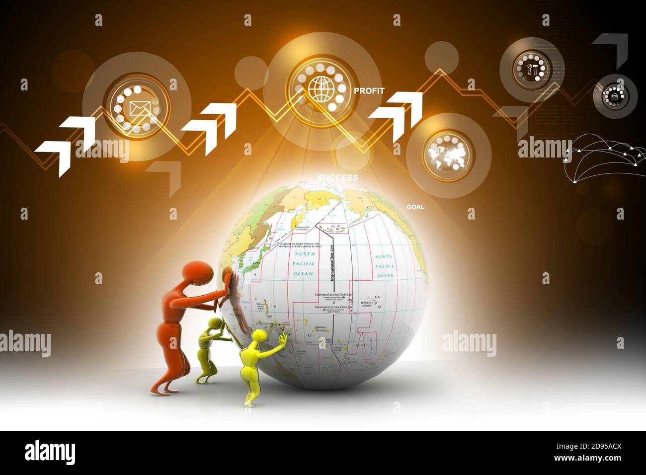 The strong persons push earth. Teamwork Business concept Stock Photo ...