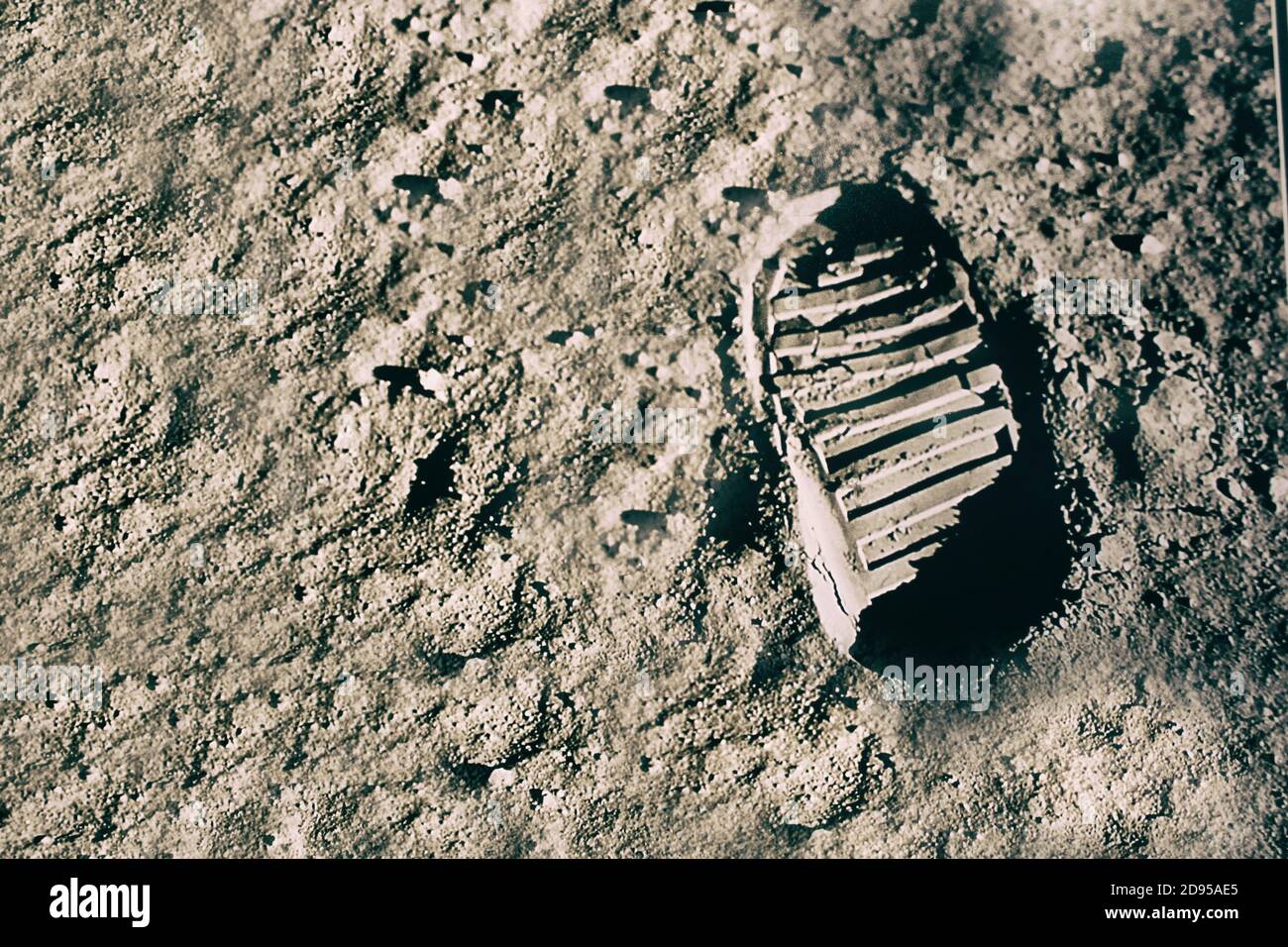 Apollo 11 boot print on the Moon. July 20, 1969 Stock Photo - Alamy