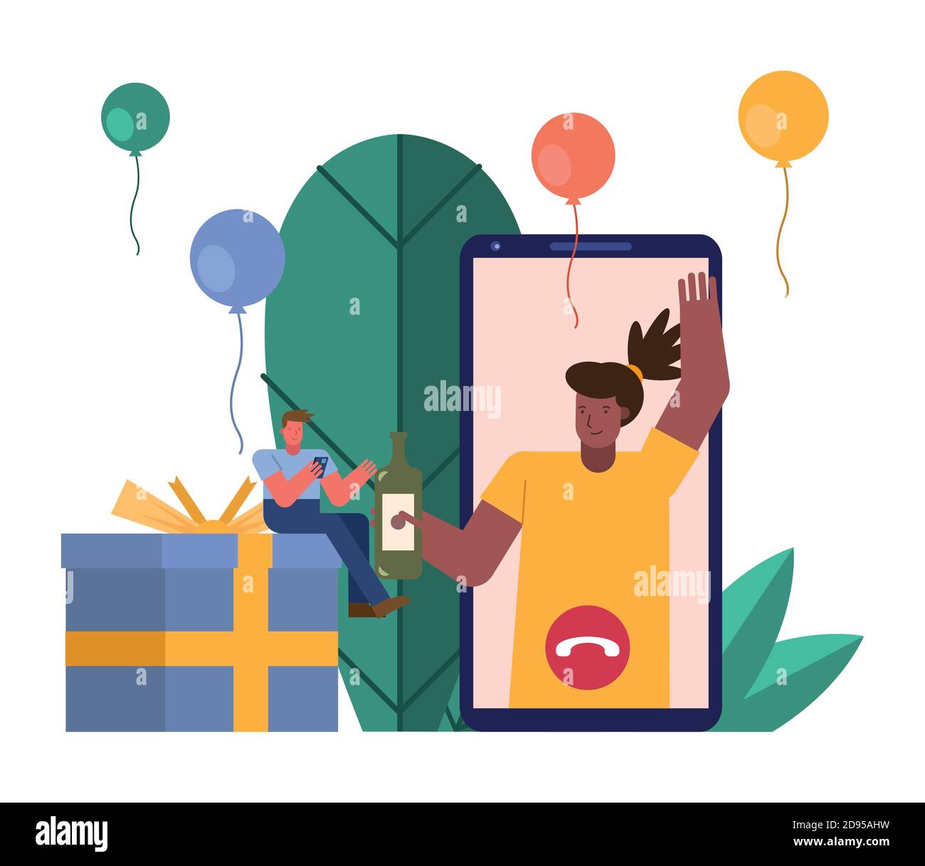couple opening gifts in smartphone characters scene vector illustration ...