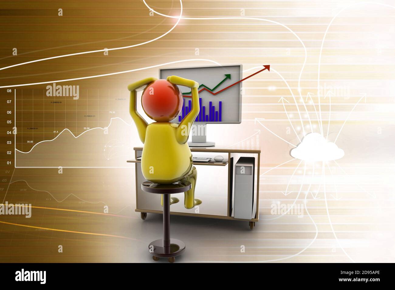 Business graph on the monitor. New business growth concept Stock Photo ...