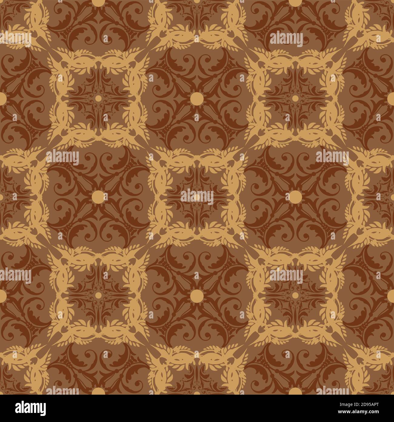 Simple flower motifs on typical Java batik with smooth golden and brown ...