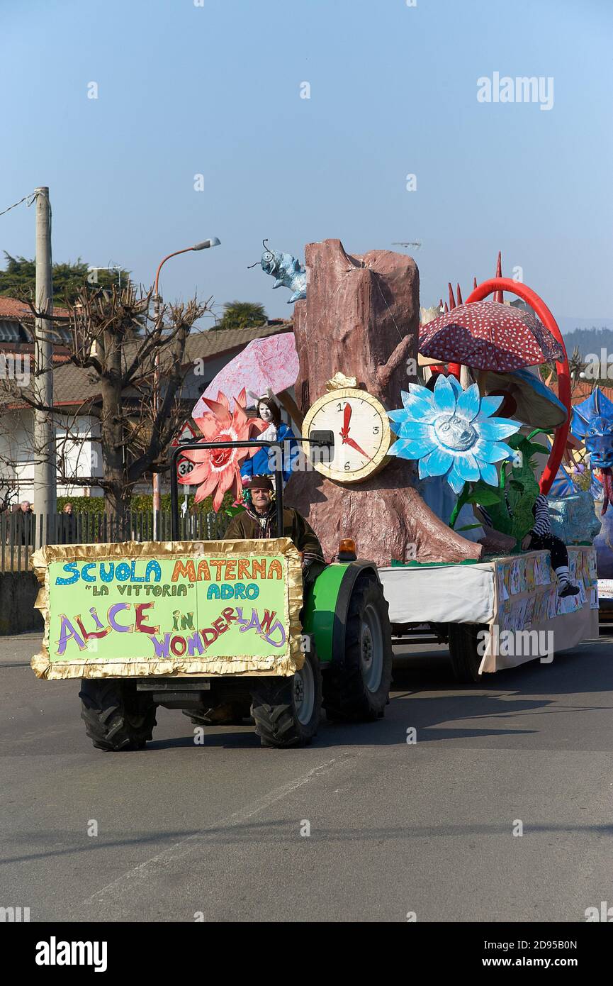 ADRO - MARCH 6 : the parade of carnival floats in papier-mache March 6 ...