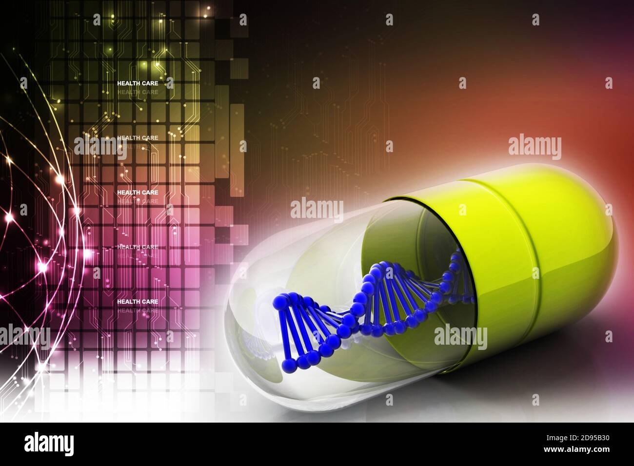 3d illustration of Dna inside the capsule Stock Photo - Alamy