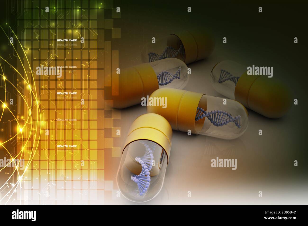 3d illustration of Dna inside the capsule Stock Photo - Alamy