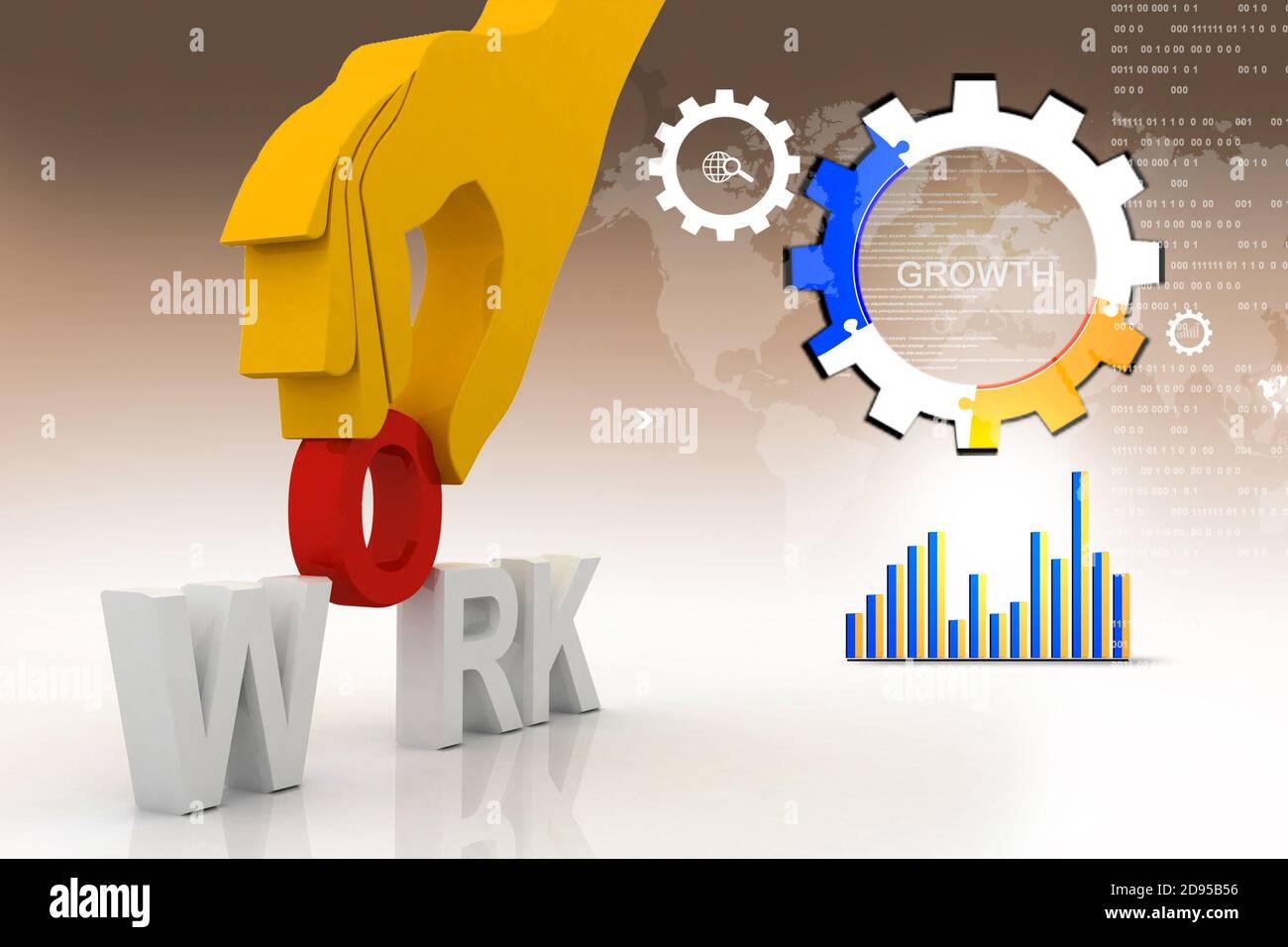 3d multi use work and hand Stock Photo - Alamy