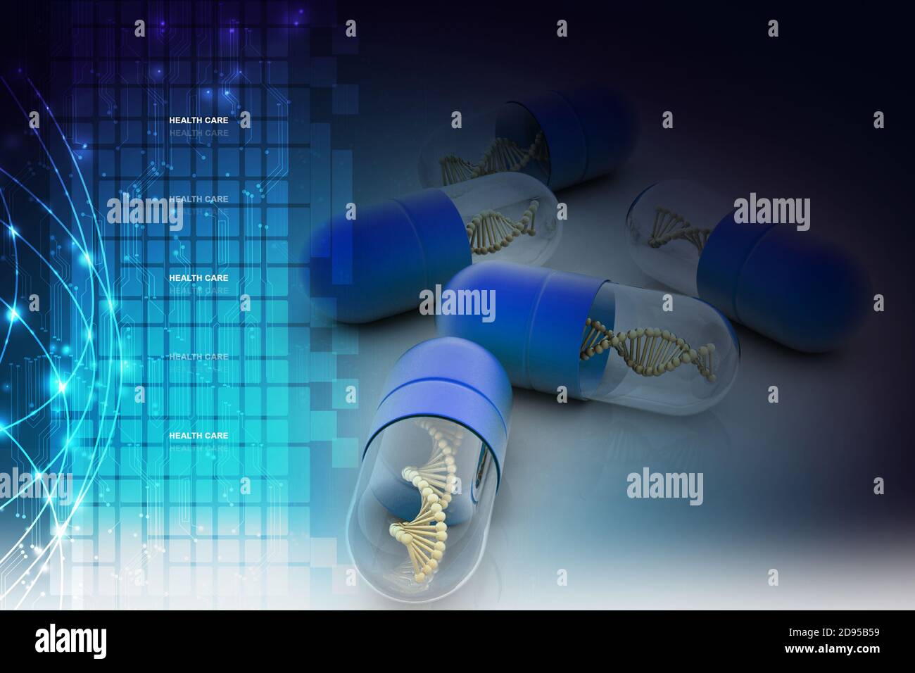 3d illustration of Dna inside the capsule Stock Photo - Alamy