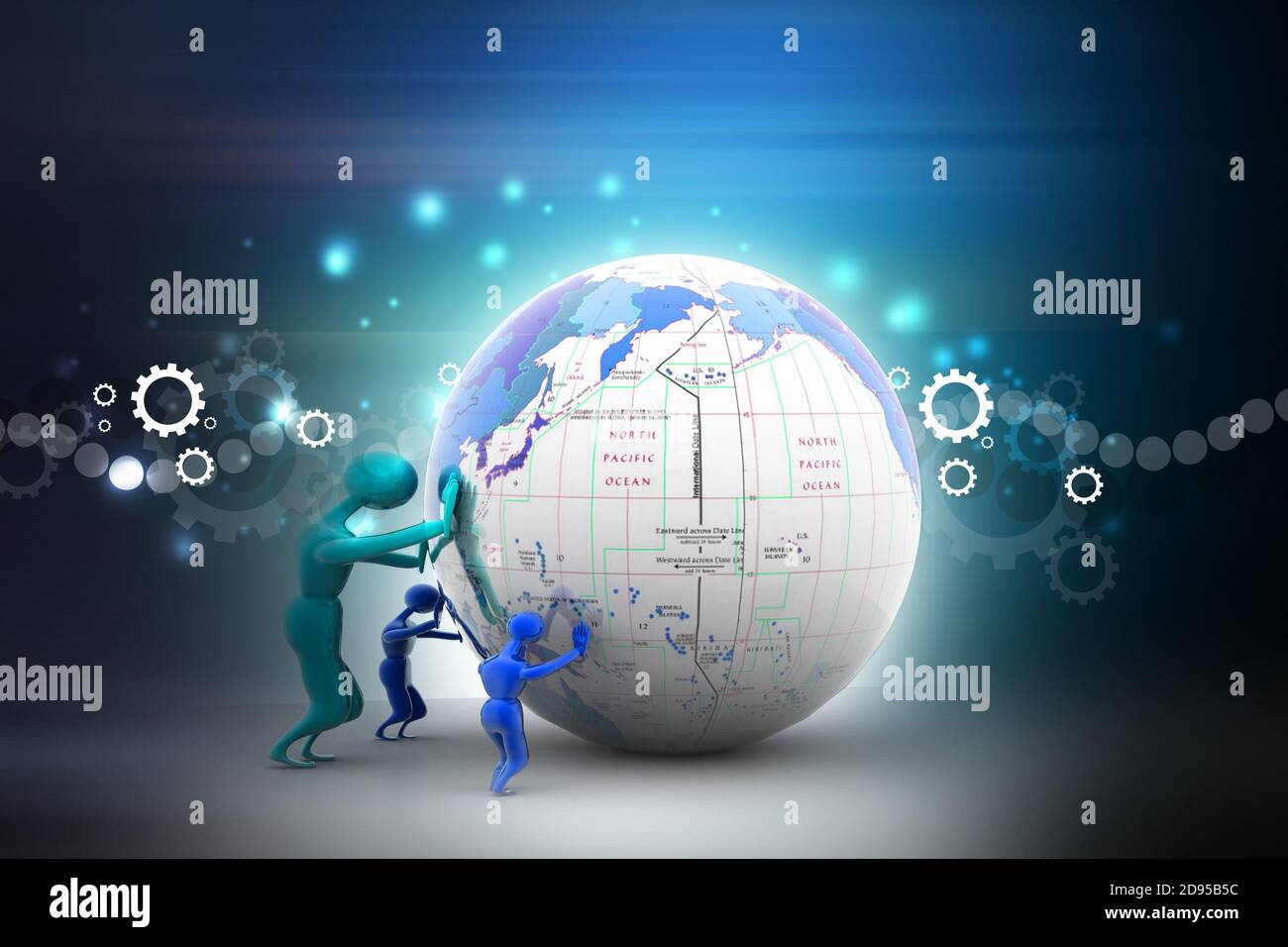 The strong persons push earth. Teamwork Business concept Stock Photo ...