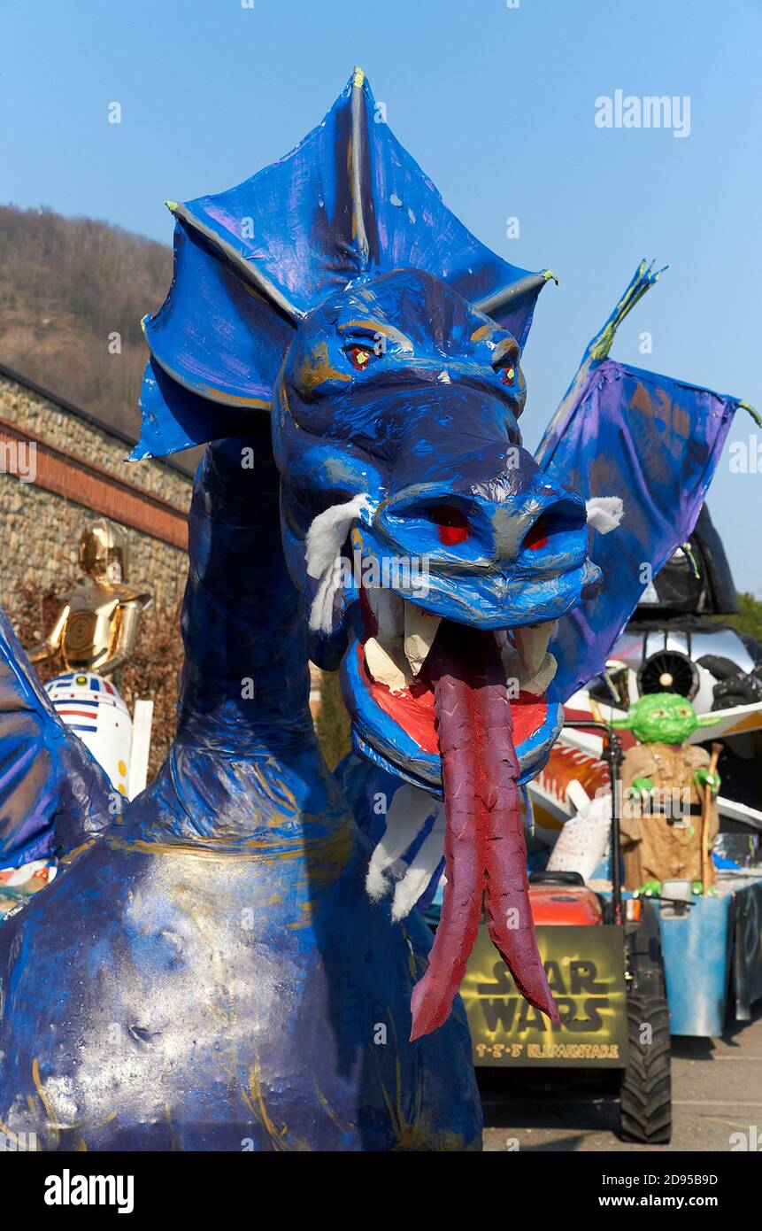 ADRO - MARCH 6 : the parade of carnival floats in papier-mache March 6 ...