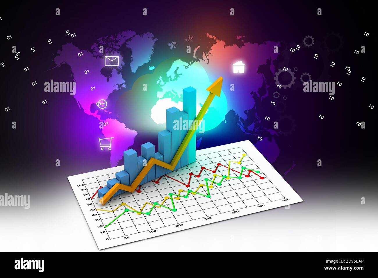 Business graph 3d Stock Photo - Alamy