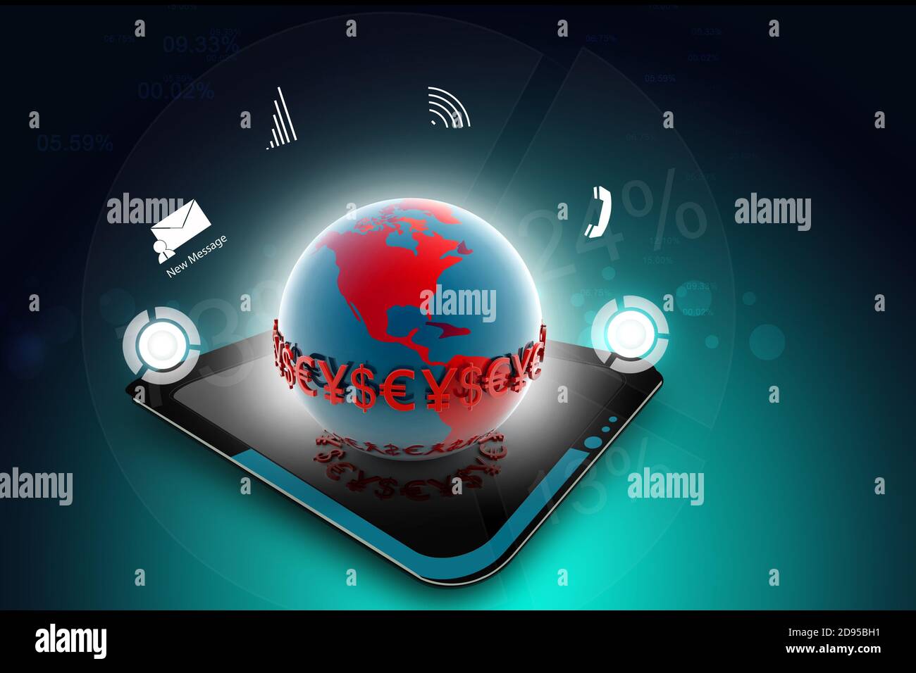 3d illustration of World and currency Stock Photo - Alamy