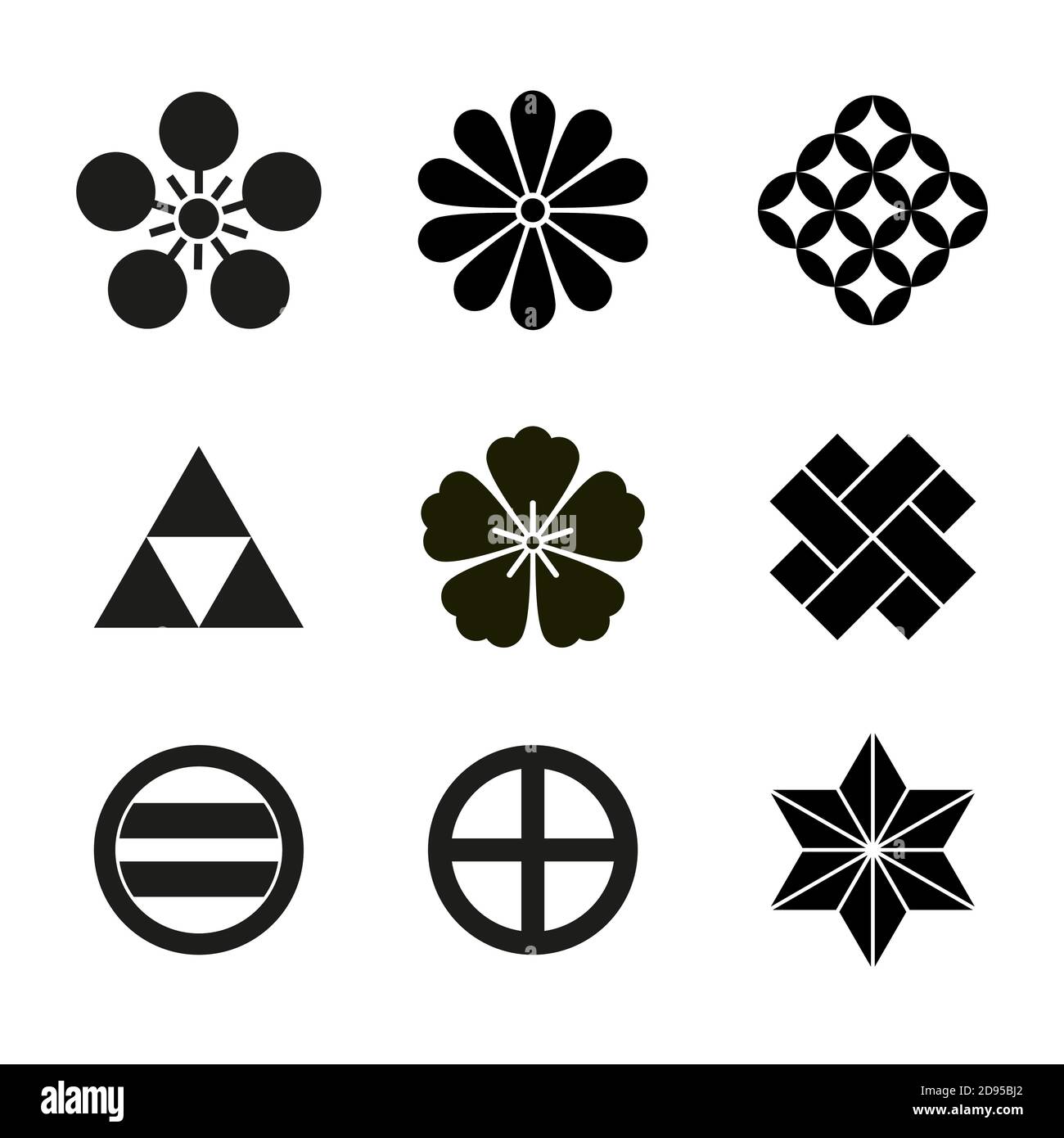 Japanese Signs symbols set or collection on white Stock Vector Image ...